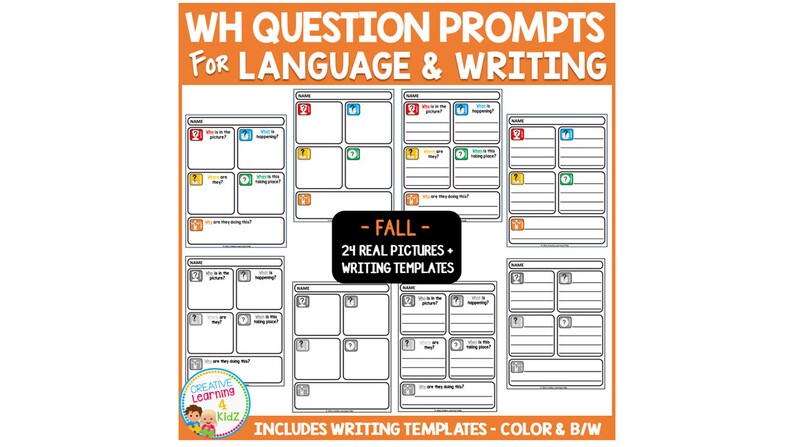 WH Question Prompts - Picture Cards for Language and Writing - Fall - Etsy