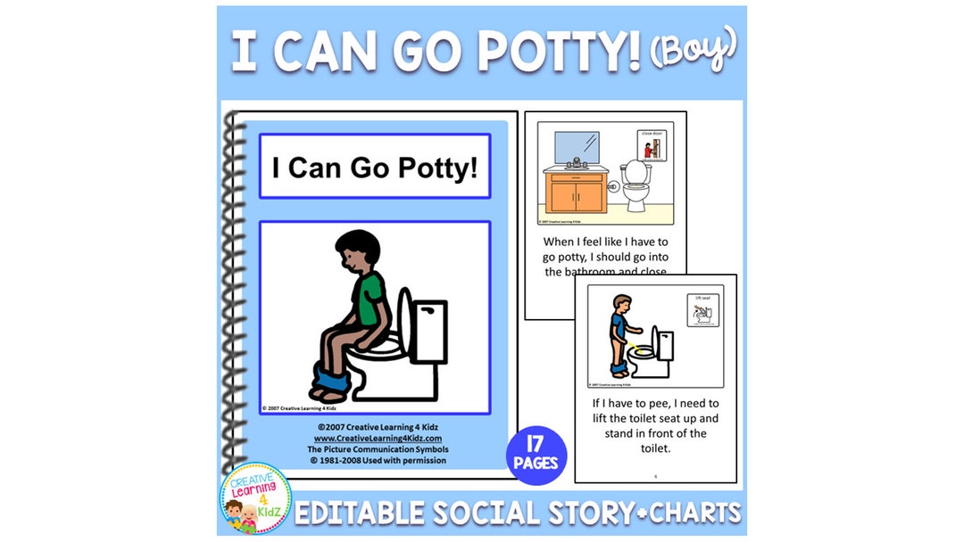 Social Story I Can Go Potty! Boy Book Toilet Training Autism- Editable ...