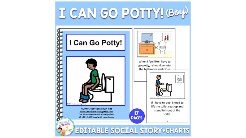 Social Story I Can Go Potty! Boy Book (editable) Toilet Training Autism ...