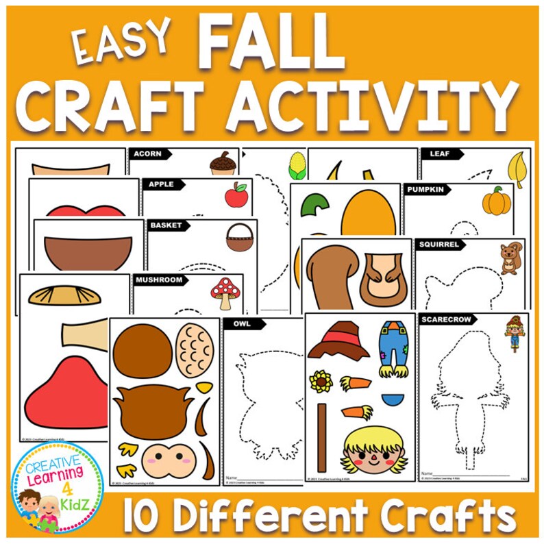 Easy Fall Craft Activity Cut and Paste Autumn Fine Motor Skills - Etsy
