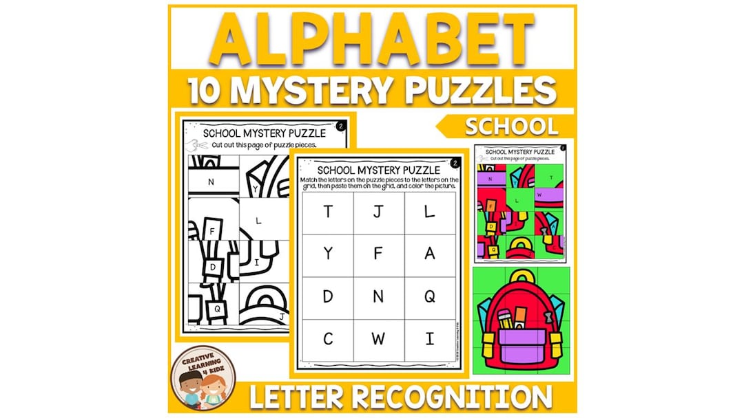 Back to School Alphabet Matching Mystery Puzzles Letter Recognition - Etsy