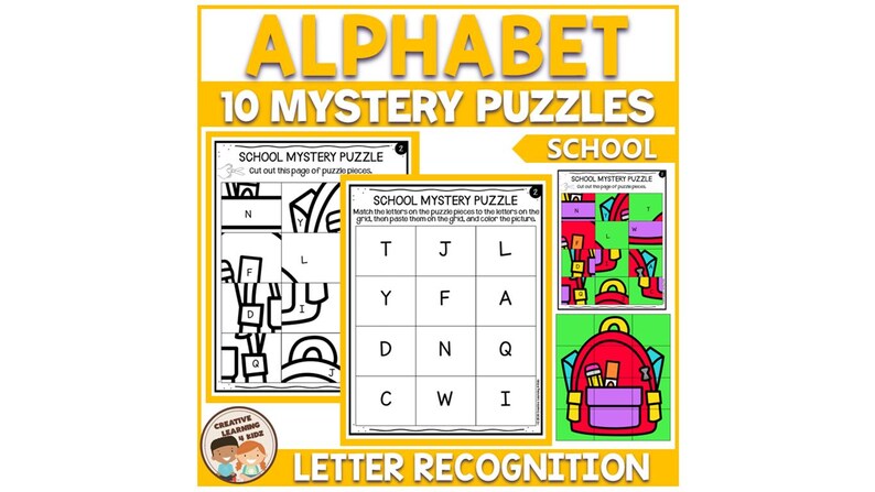 Back to School Alphabet Matching Mystery Puzzles Letter Recognition - Etsy