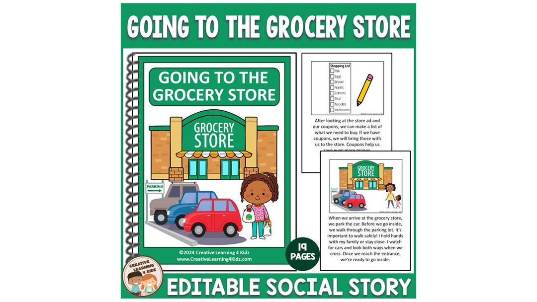 Social Story Going to the Grocery Store Editable Book Special Education ...