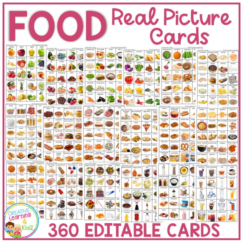Food Cards 360 Real Pictures Flashcards PCS Visual Communication ...