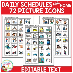 Daily Schedule Boards for Home Visual Picture Icon Cards Autism PCS ...