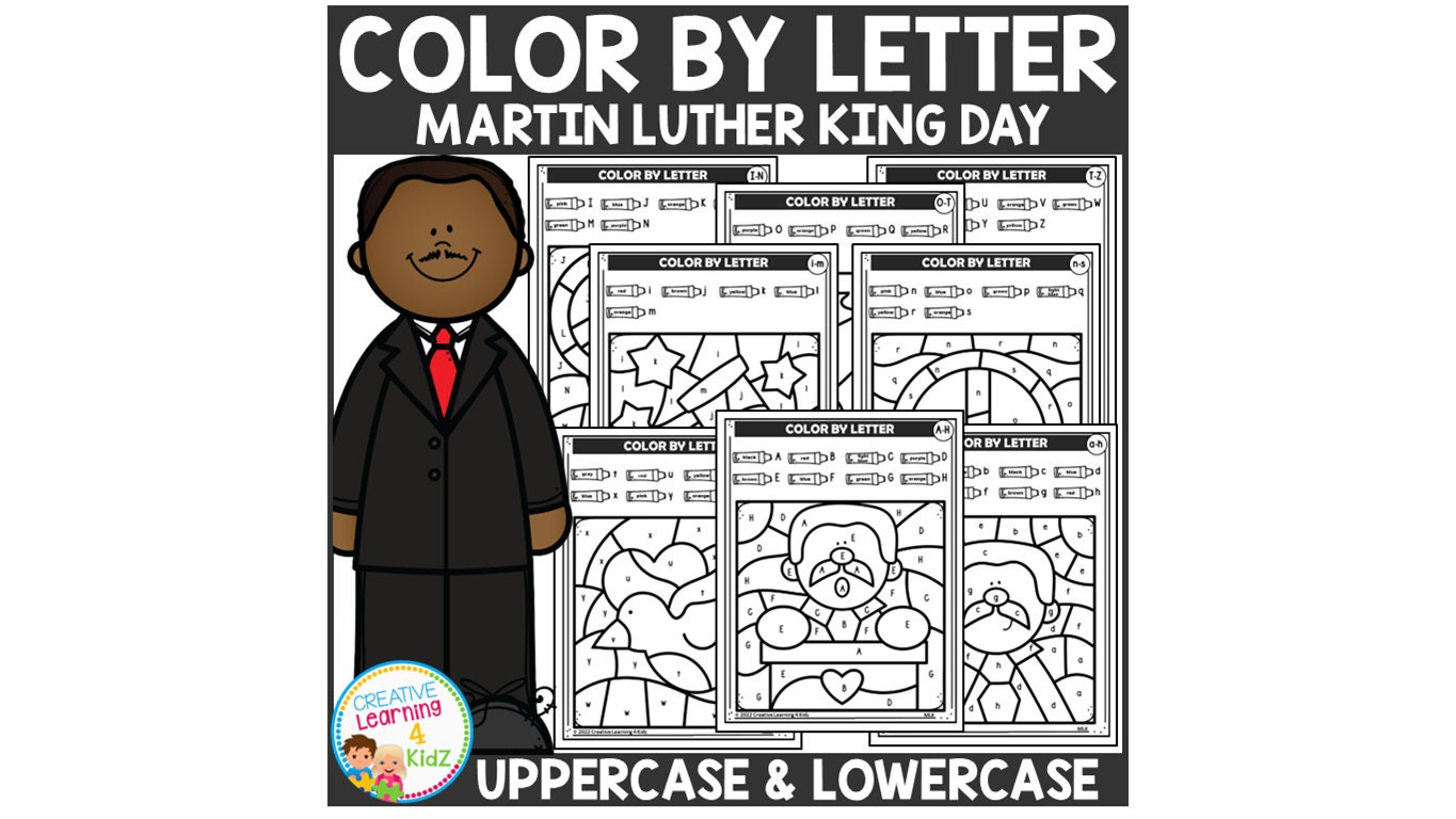 Martin Luther King Day Color by Letter Recognition Alphabet MLK ...
