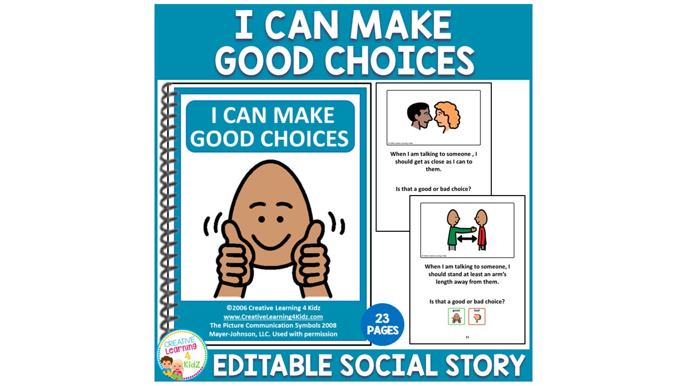 Social Story I Can Make Good Choices (editable) Book Behavior Autism - Etsy
