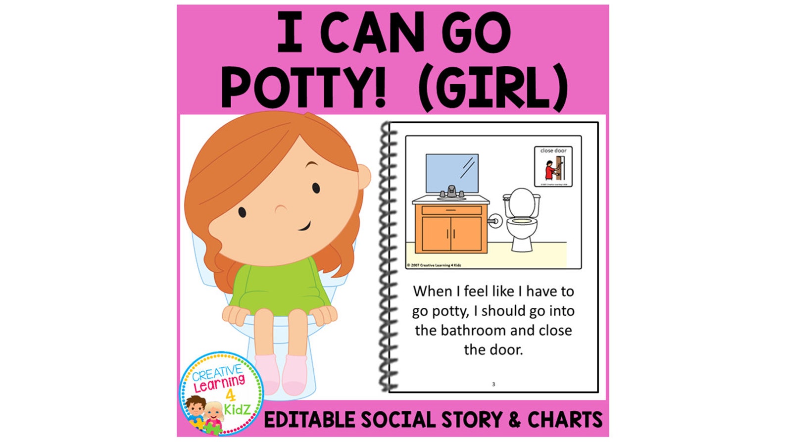 Social Story I Can Go Potty Girl Book editable Toilet - Etsy