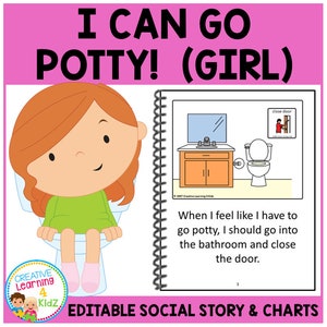 Social Story I Can Go Potty Girl Book editable Toilet - Etsy