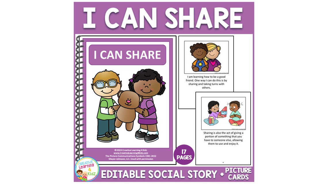 Social Story I Can Share (editable) Book Special Education Autism PCS ...