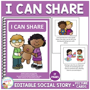 Social Story I Can Share (editable) Book Special Education Autism PCS ...