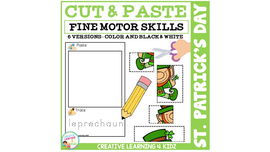 Cut and Paste Fine Motor Skills Puzzle Worksheets: St. Patrick's Day - Etsy