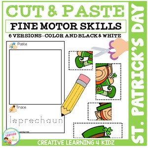 Cut and Paste Fine Motor Skills Puzzle Worksheets: St. Patrick's Day - Etsy
