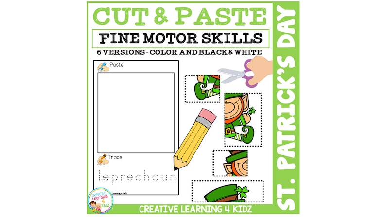 Cut and Paste Fine Motor Skills Puzzle Worksheets: St. Patrick's Day - Etsy