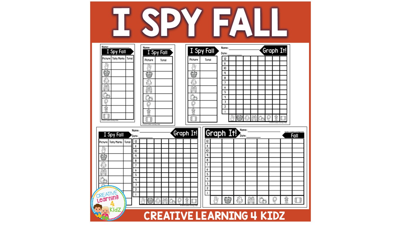 I Spy Fall Counting, Coloring, Tally and Graphing Activities - Etsy
