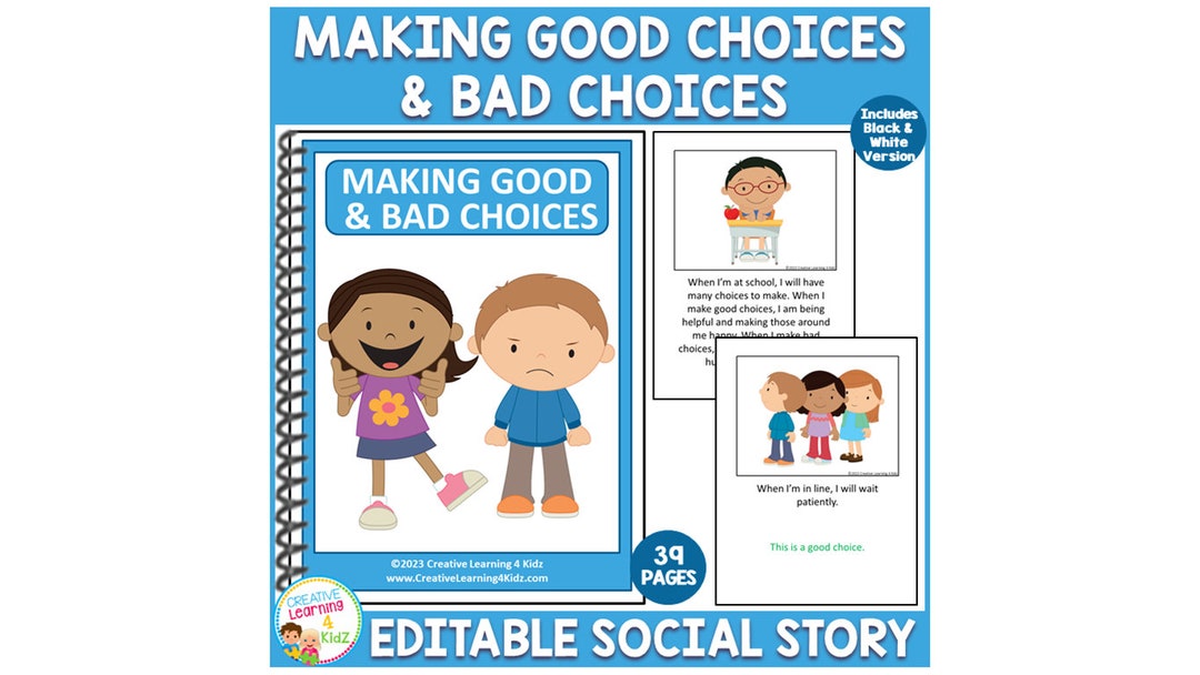 Social Story Making Good & Bad Choices (editable) Book Special ...