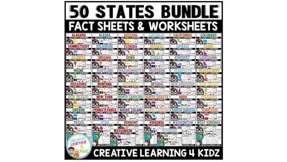 50 States Fact Sheets Worksheets Bundle - Etsy