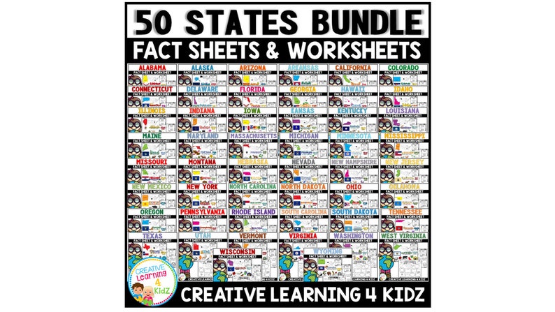 50 States Fact Sheets + Worksheets Bundle - Etsy