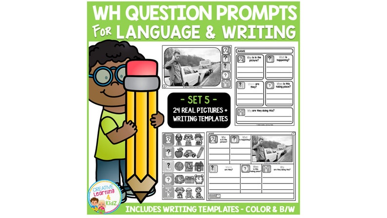 WH Question Prompts Picture Cards for Language and Writing Set 5 - Etsy