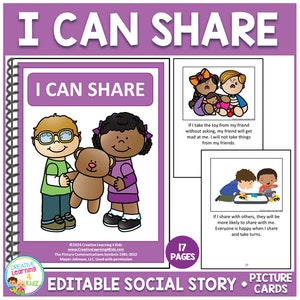 Social Story I Can Share (editable) Book Special Education Autism PCS ...