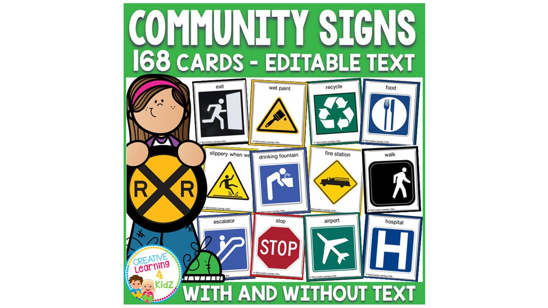 Community Safety Signs 168 Flashcards (editable Text) - Etsy