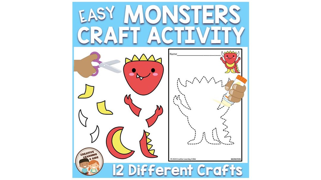 Easy Monster Craft Activity Cut and Paste Halloween Fine Motor Skills ...