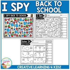 I Spy Back to School Counting, Coloring, Tally and Graphing Activities ...