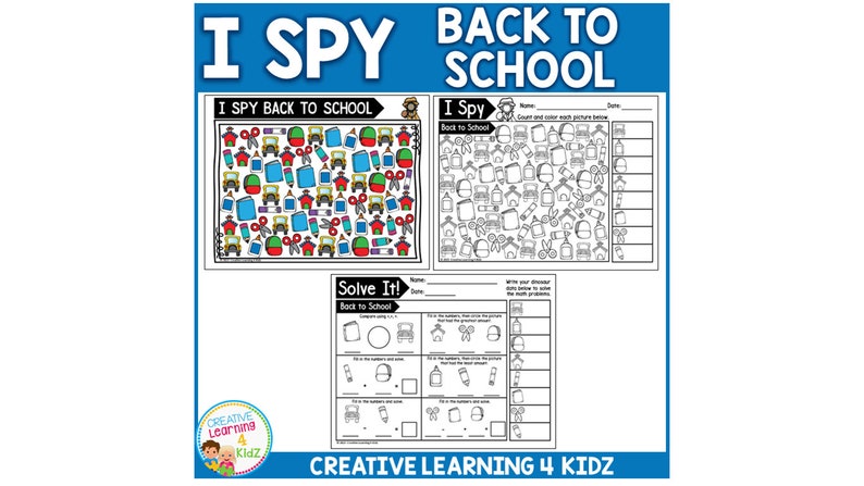 I Spy Back to School Counting Coloring Tally and Graphing - Etsy