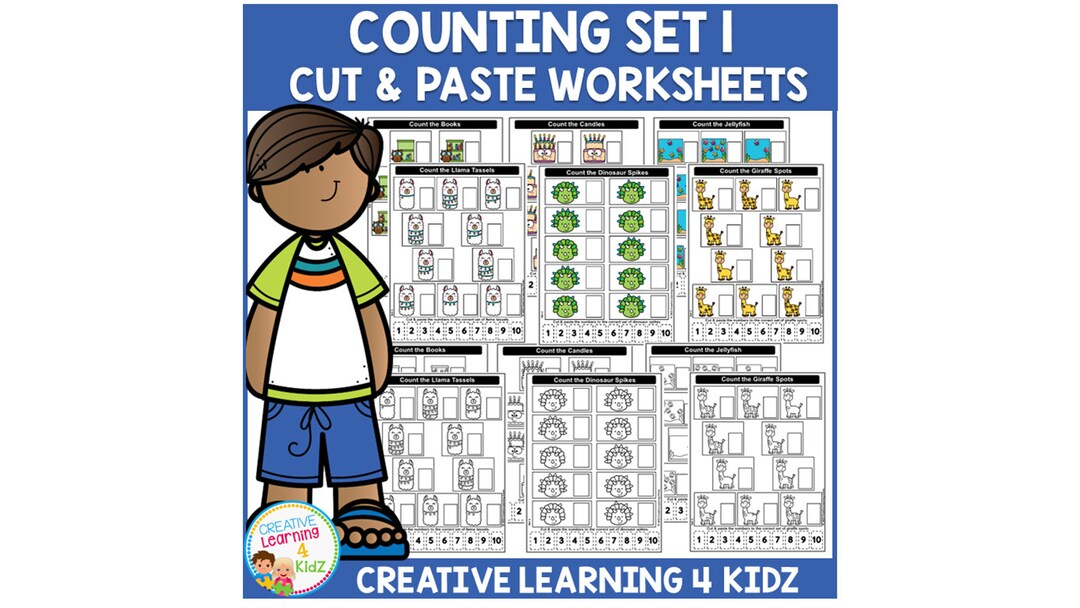 Counting 1-10 Cut & Paste Worksheets Set 1 - Etsy