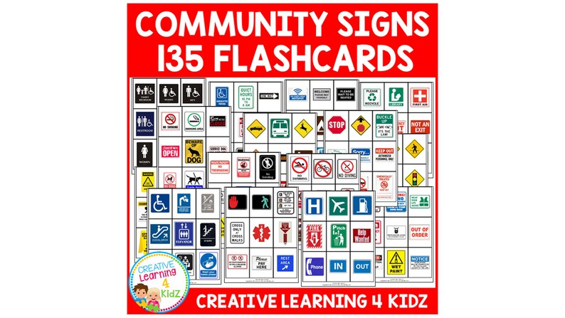 Community Signs Symbols Safety Cards Survival Flashcards - Etsy