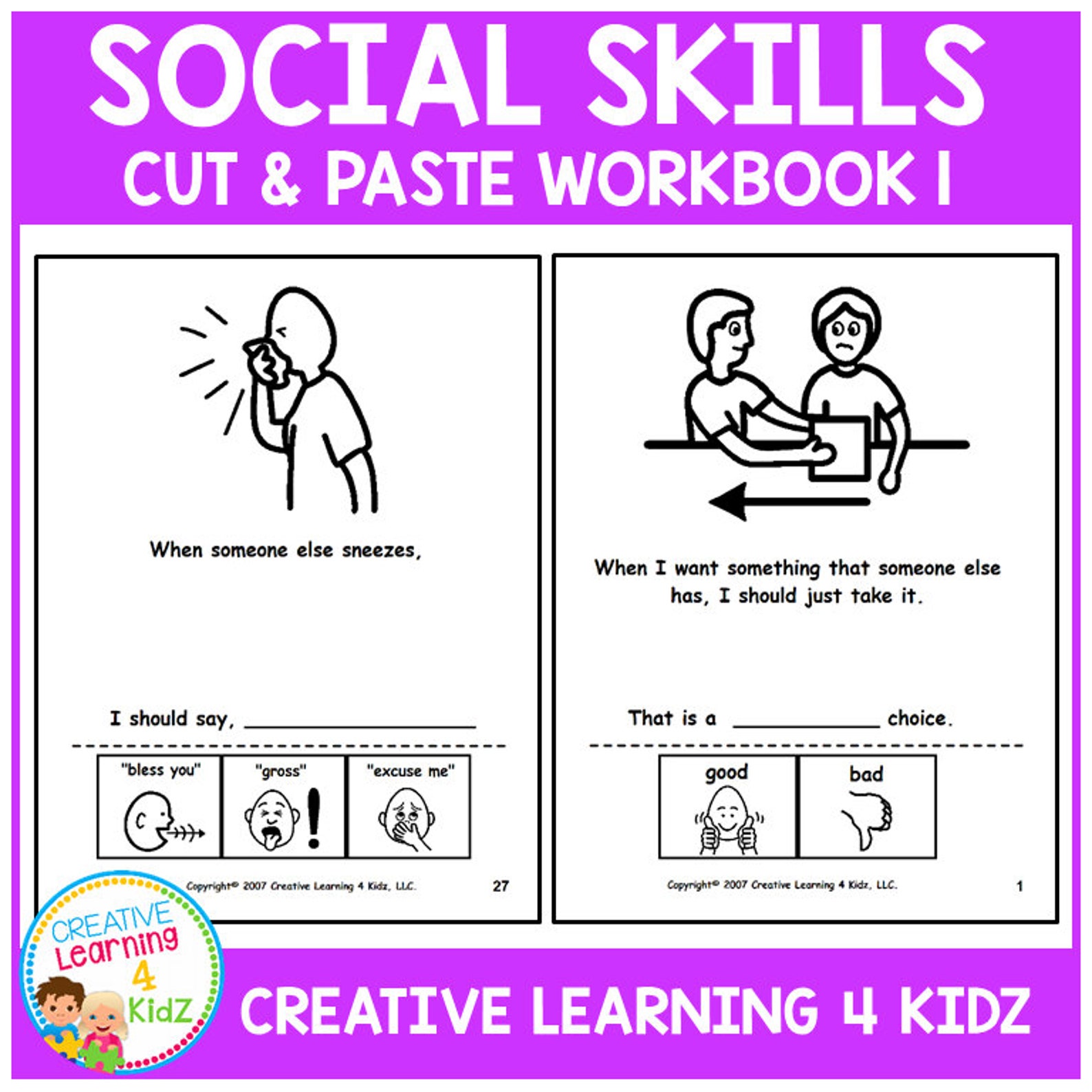 Cut & Paste Social Skills Workbook 1 Autism Special Education Life ...