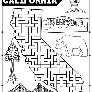 50 States Mazes Activity | USA Geography & Landmarks Worksheets - Etsy