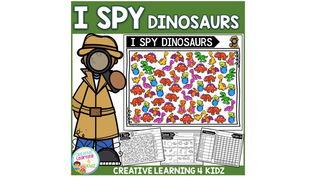 I Spy Dinosaurs Counting, Coloring, Tally and Graphing Activities - Etsy