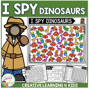 I Spy Dinosaurs Counting, Coloring, Tally and Graphing Activities - Etsy