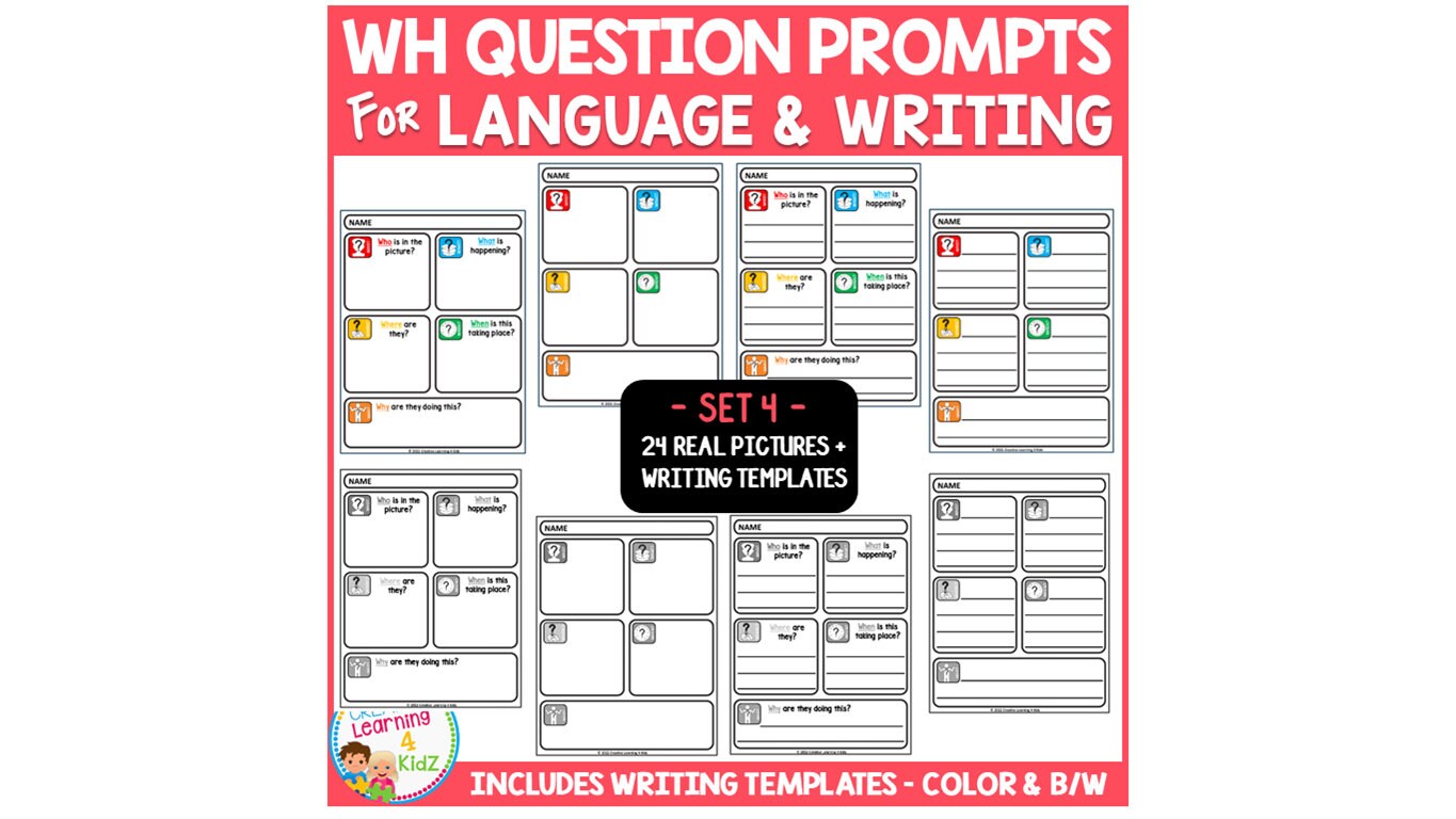 WH Question Prompts Set 4 Real Picture Cards & Writing Templates for ...
