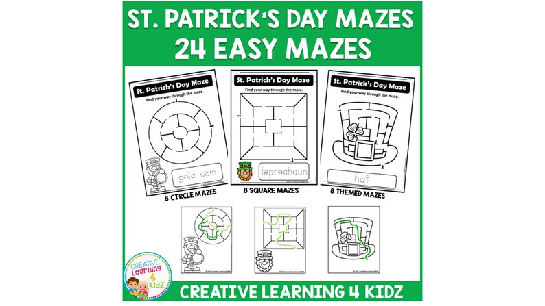Easy Mazes for St. Patrick's Day - Fine Motor Skills Activity - Etsy