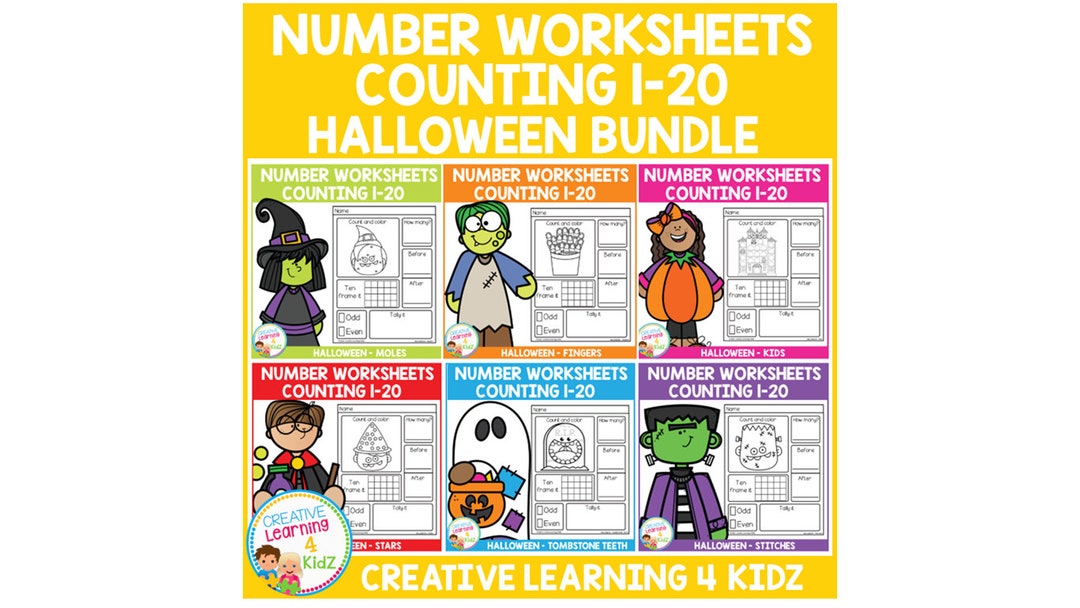 Counting & Number Worksheets 1-20: Halloween Bundle - Etsy