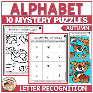 Autumn Alphabet Matching Mystery Puzzles Fall Letter Recognition - Etsy