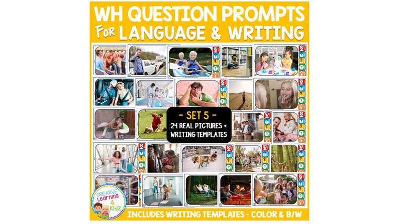 WH Question Prompts Set 5 Real Picture Cards & Writing Templates for ...