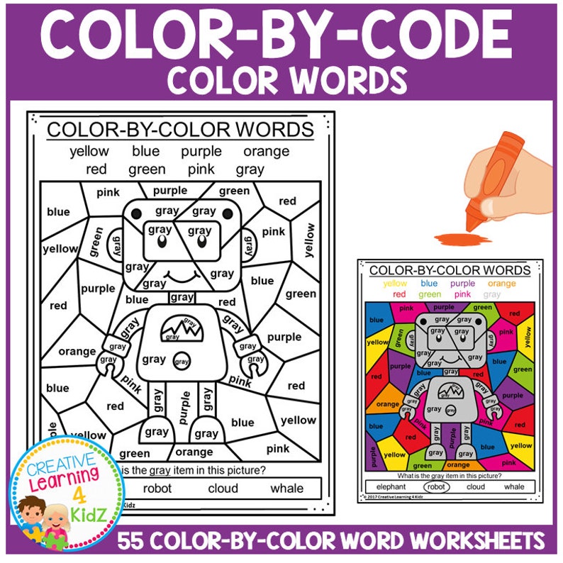 Color by Color Words Worksheets - Etsy