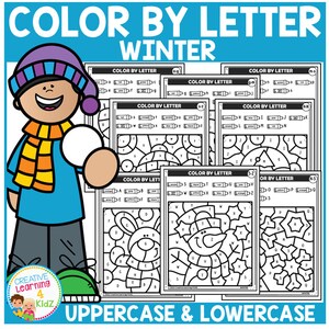 Winter Color by Letter Worksheets | Upper & Lowercase Letter ...