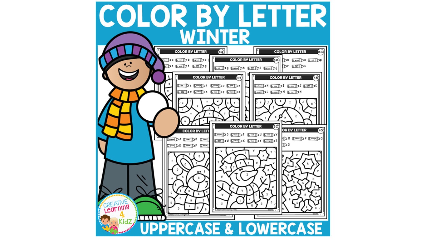 Winter Color by Letter Recognition Alphabet Worksheets - Etsy