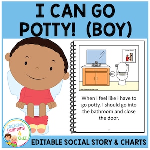 Social Story I Can Go Potty Boy Book editable Toilet - Etsy