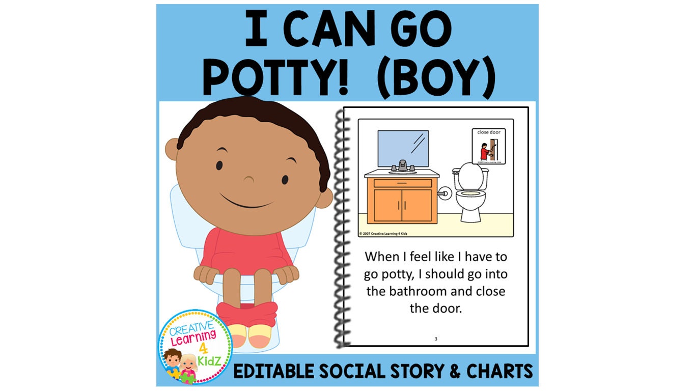 Social Story I Can Go Potty Boy Book editable Toilet - Etsy