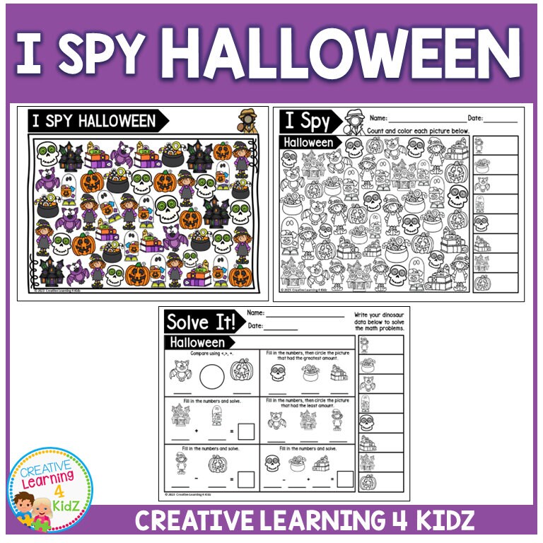 I Spy Halloween Counting Coloring Tally and Graphing - Etsy