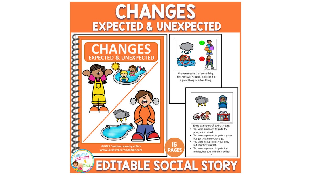 Social Story Changes Expected & Unexpected (editable) Book Special ...