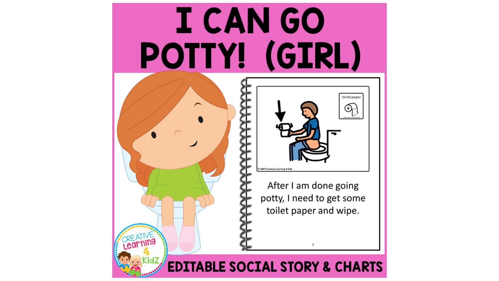 Social Story I Can Go Potty Girl Book editable Toilet - Etsy UK