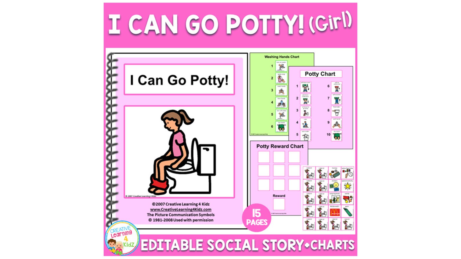 Social Story I Can Go Potty! Girl Book Toilet Training Autism ...
