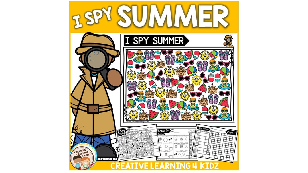 I Spy Summer Counting, Coloring, Tally and Graphing Activities - Etsy