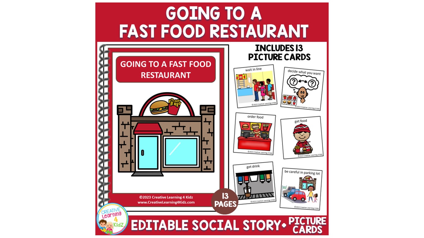 Social Story Going to a Fast Food Restaurant Book Autism PCS - Etsy